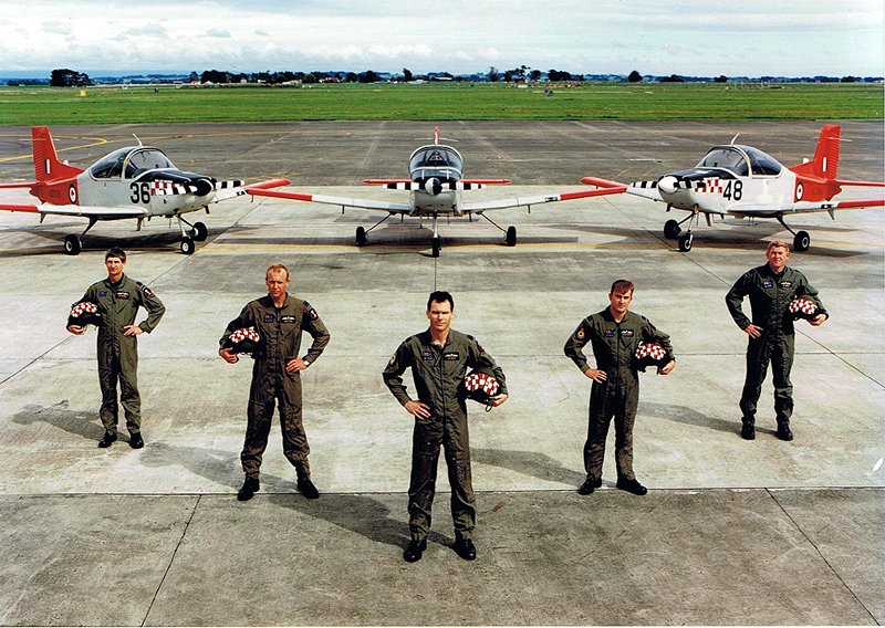 The Red Checkers Aerobatic Display team of the Royal New Zealand Air ...